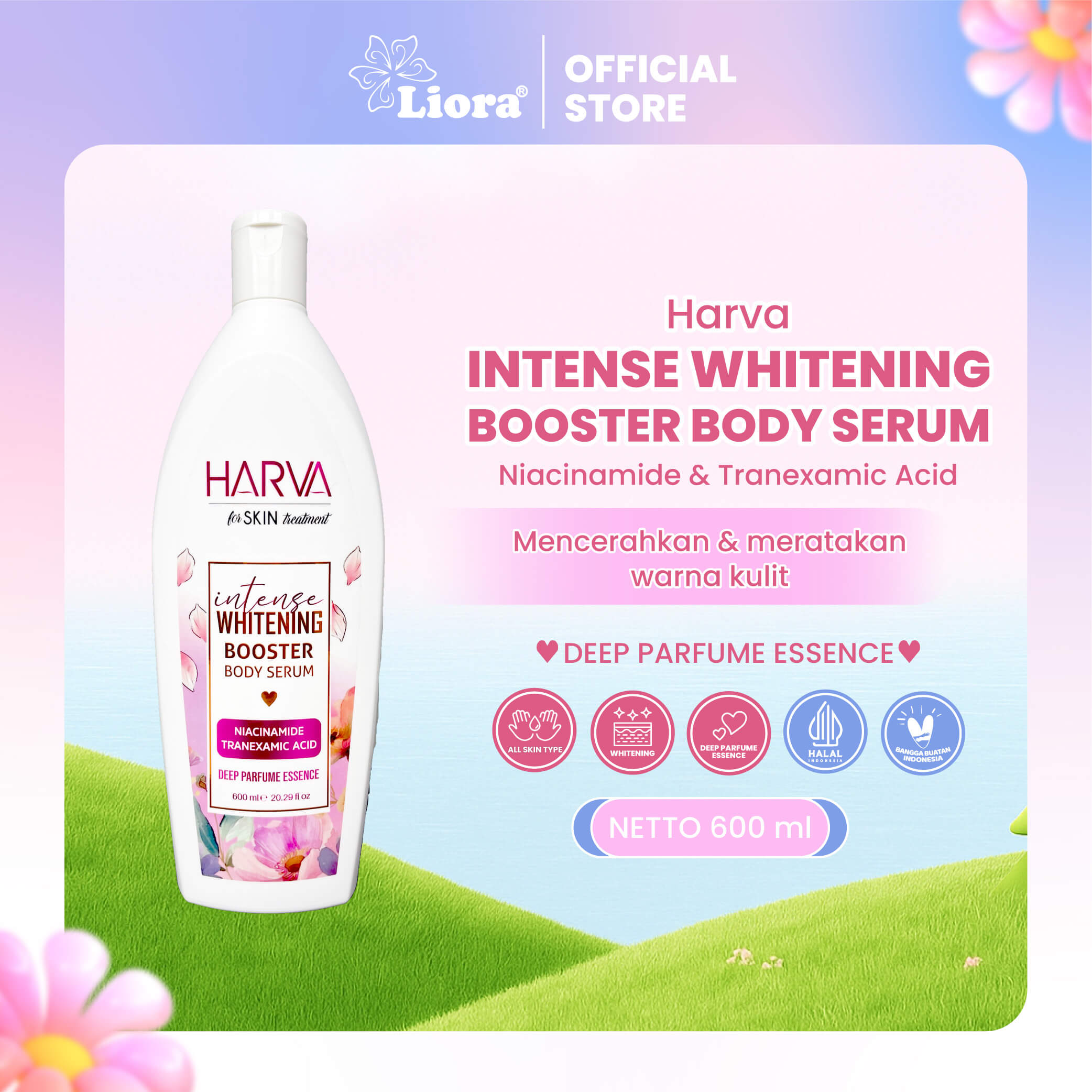 HARVA Intense Whitening & Hydration Booster Body Serum 600ml - Liora Beauty